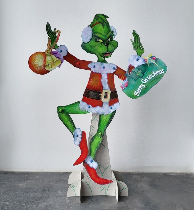 Grinch Articulated Paper Doll Printable. the Grinch Decor PDF. - Etsy ...