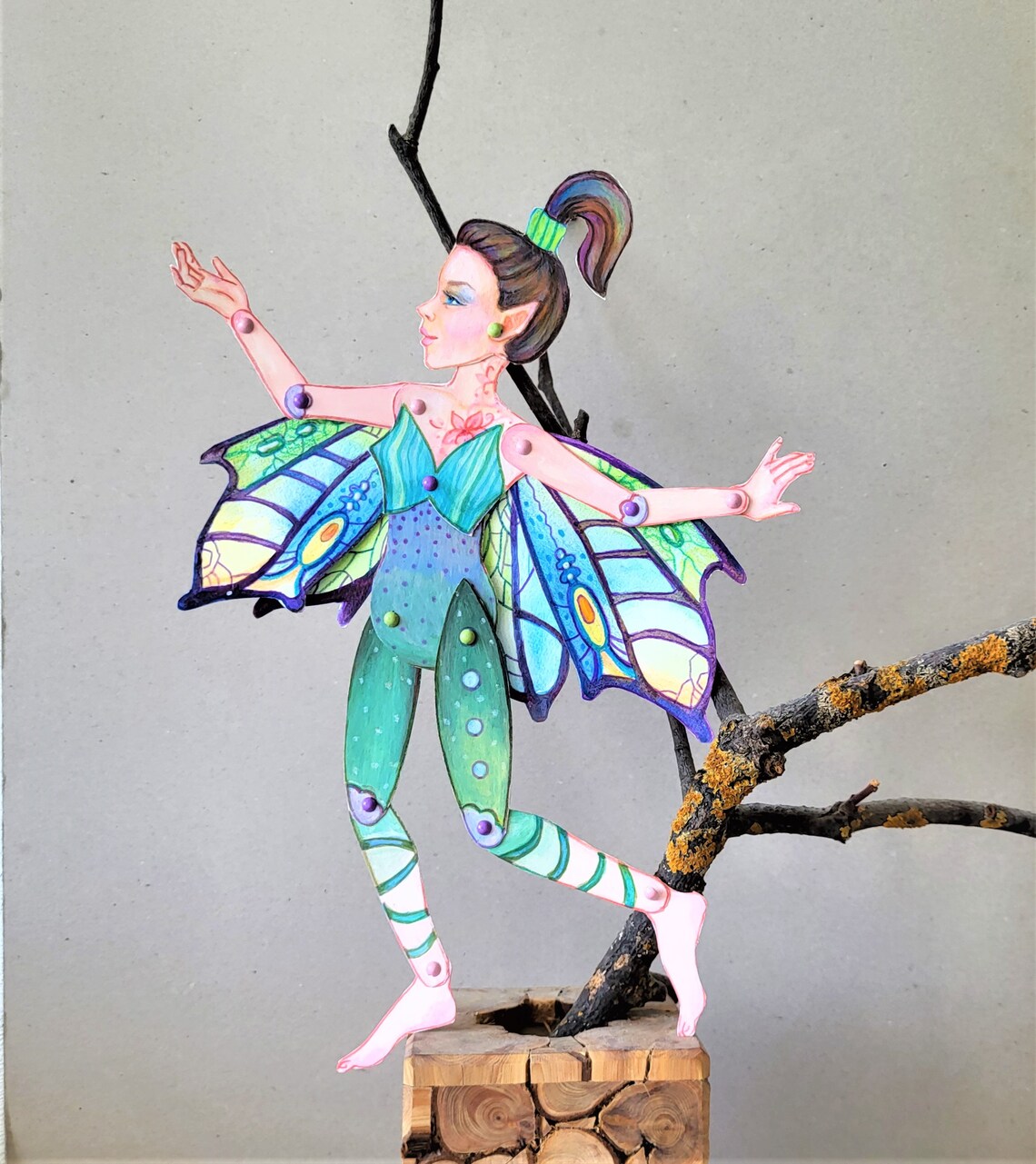 Printable Fairy Paper Doll. DIY Articulated Paper Doll With Doll Stand ...