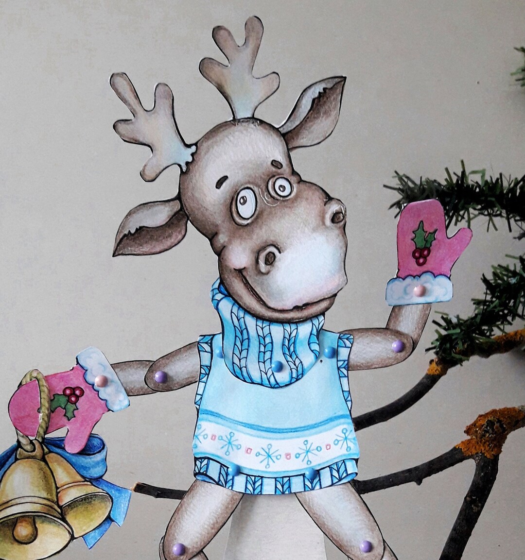 Christmas Reindeer Paper Ornament With Doll Stand. Do It Yourself ...