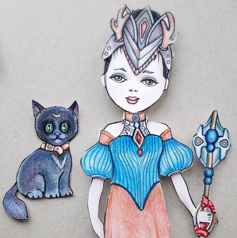 Halloween Witch Doll Printable. Digital Colorful Paper Doll. - Etsy