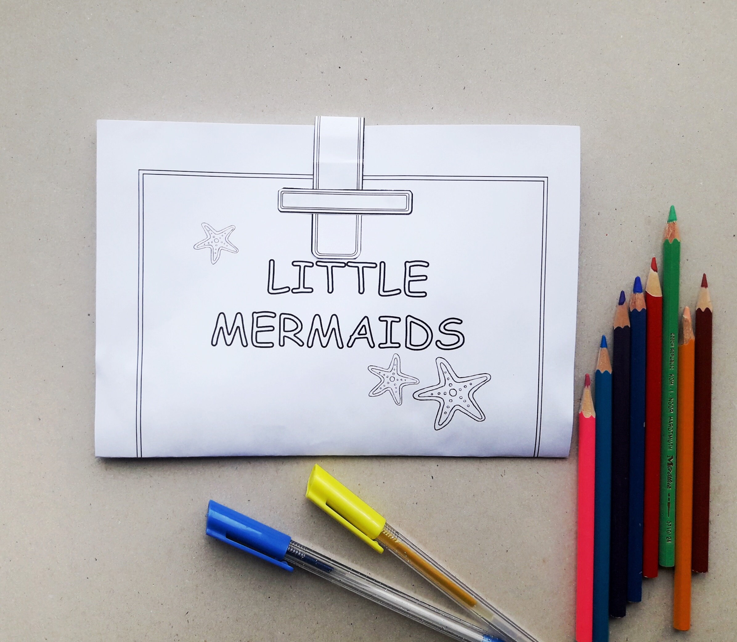 Little Mermaid Pop up Card Mermaid Theme PDF Coloring Pages Sea Life ...