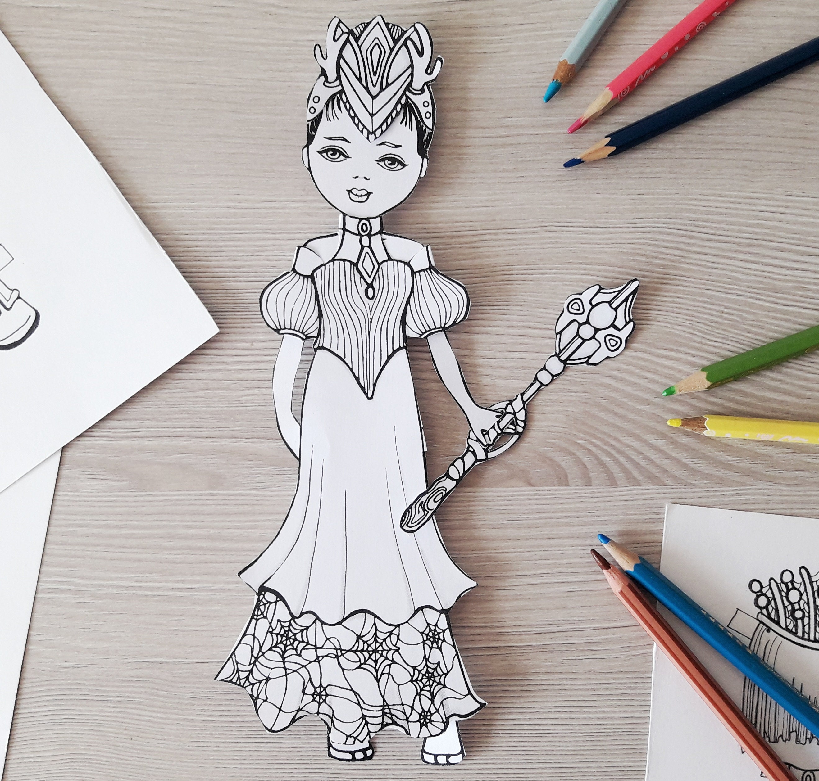 Witch Doll Printable. Digital Paper Doll Coloring Pages PDF. Halloween ...