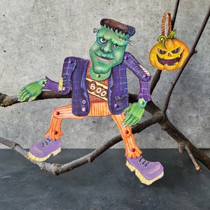 Frankenstein Articulated Paper Doll: DIY Halloween Puppet With Stand ...