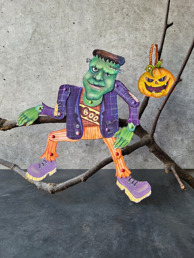 Frankenstein Articulated Paper Doll: DIY Halloween Puppet With Stand ...