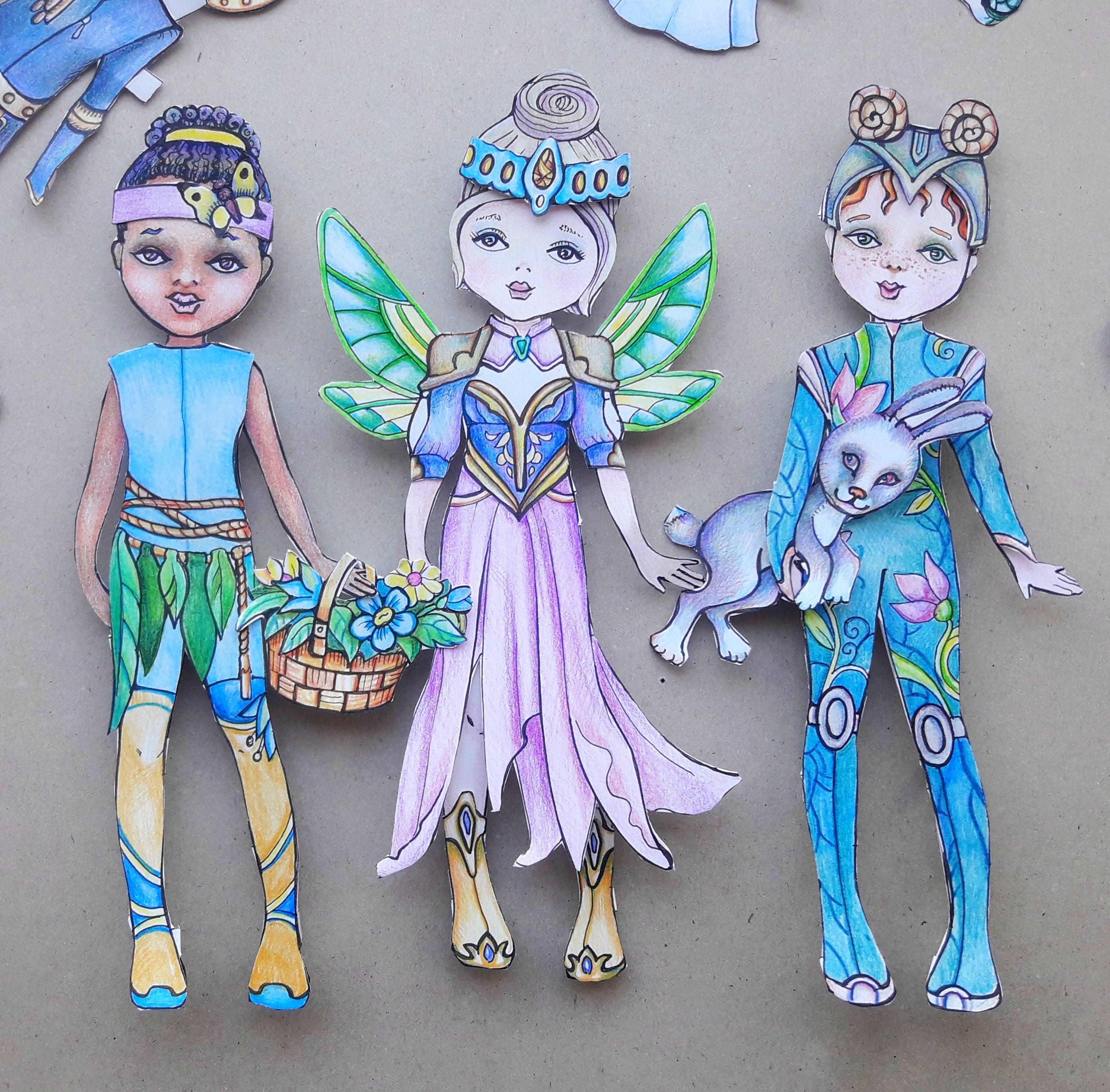 Digital Paper Dolls Printable. Set of 3 Dolls With Clothes. Cute ...