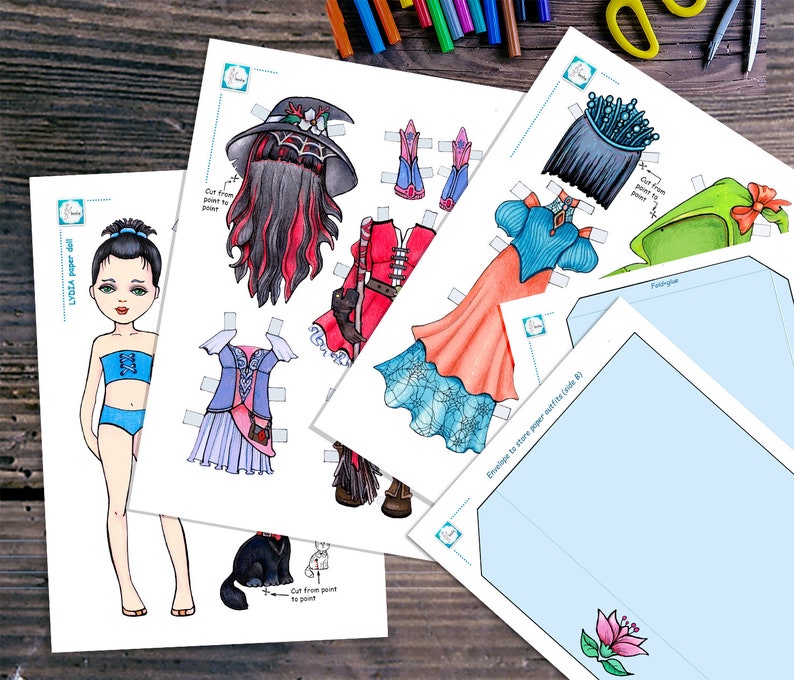 Halloween Witch Doll Printable. Digital Colorful Paper Doll. PDF Paper ...