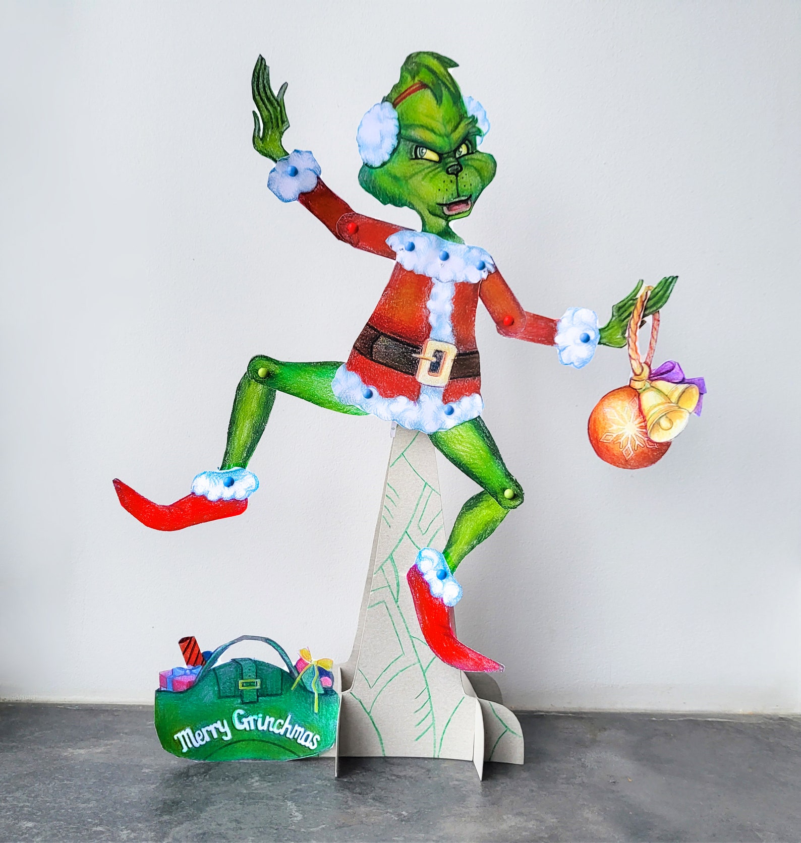 Grinch Articulated Paper Doll Printable. the Grinch Decor PDF. Late ...