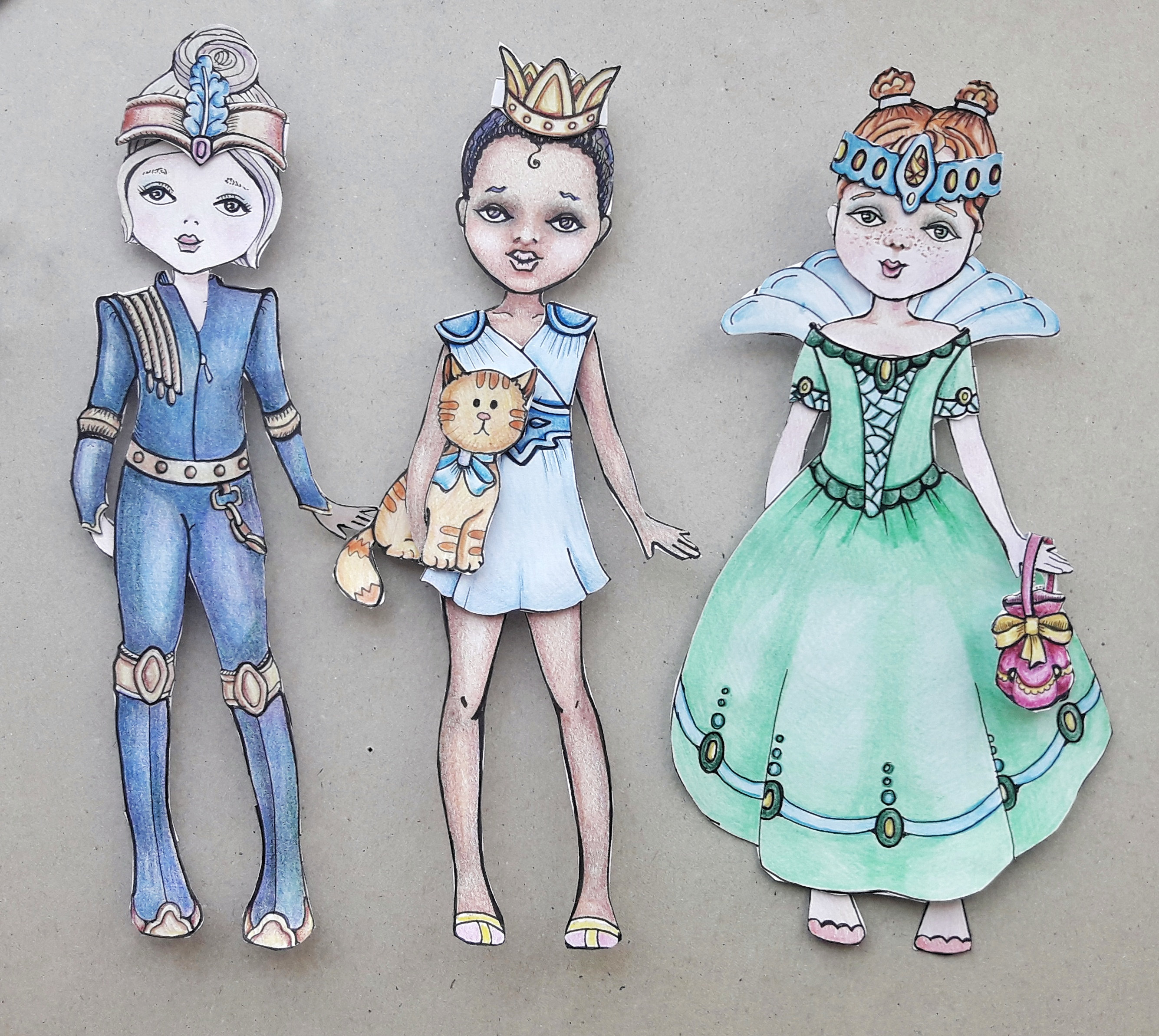 Digital Paper Dolls Printable. Set of 3 Dolls With Clothes. Cute ...