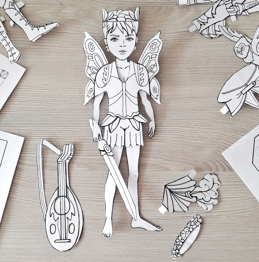 Elf Paper Doll Digital. Boy Fairy Doll. Digital Paper Doll Coloring ...
