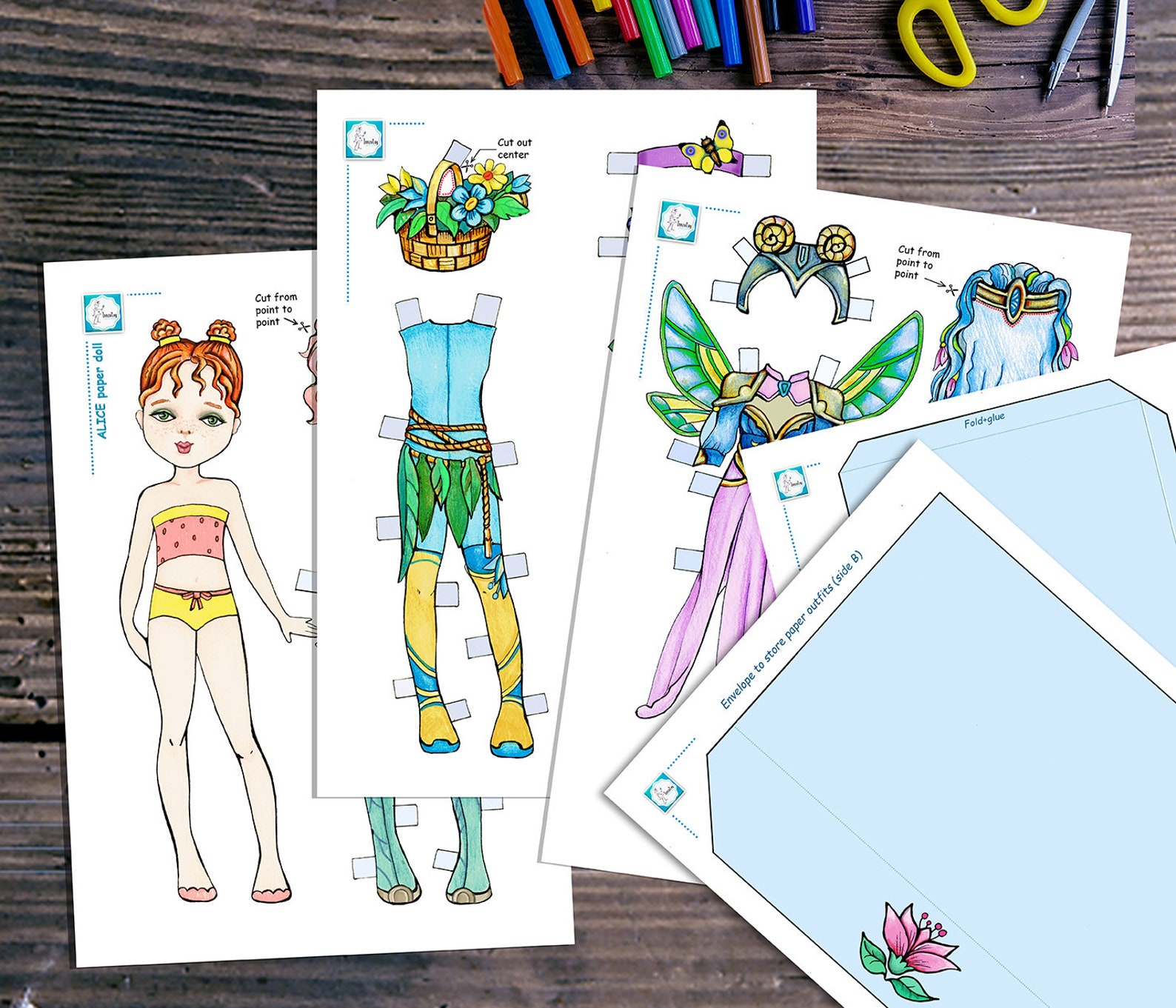 Digital Colorful Paper Doll PDF Fairy Paper Doll Paper Doll Printable ...