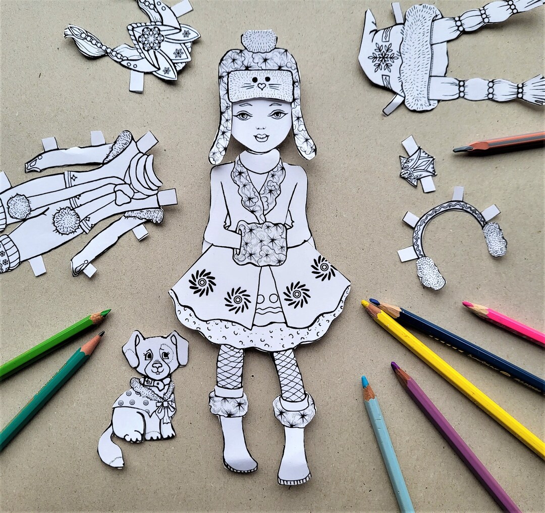 Digital Paper Doll Coloring Pages. Paper Doll Download. Ice Princess ...