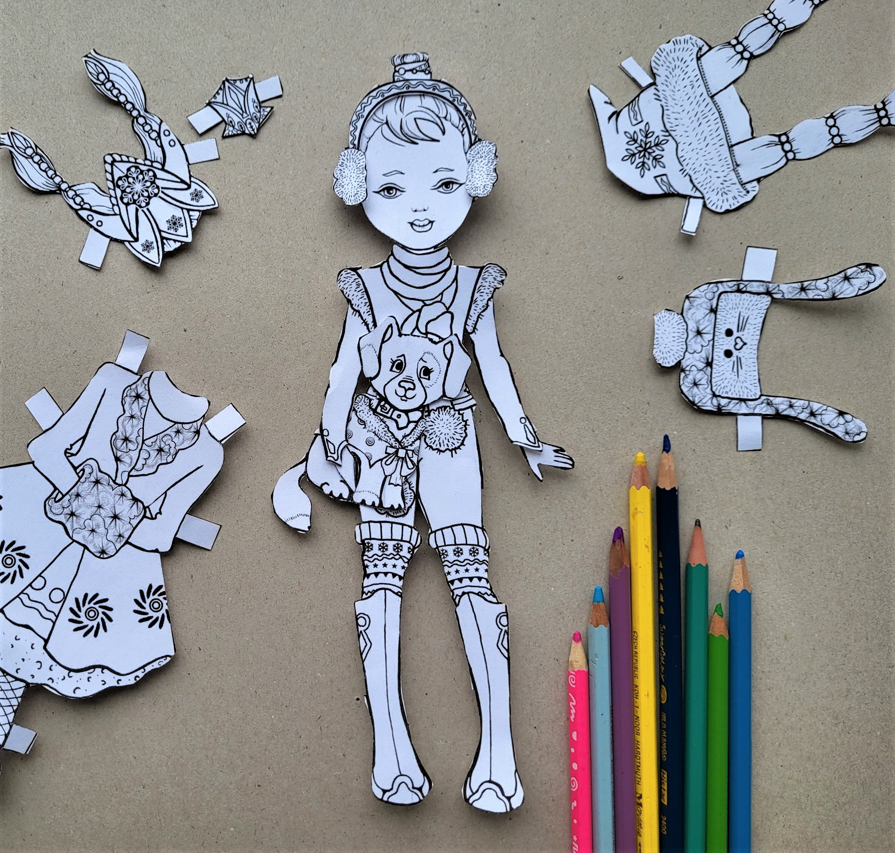 Digital Paper Doll Coloring Pages. Paper Doll Download. Ice Princess ...