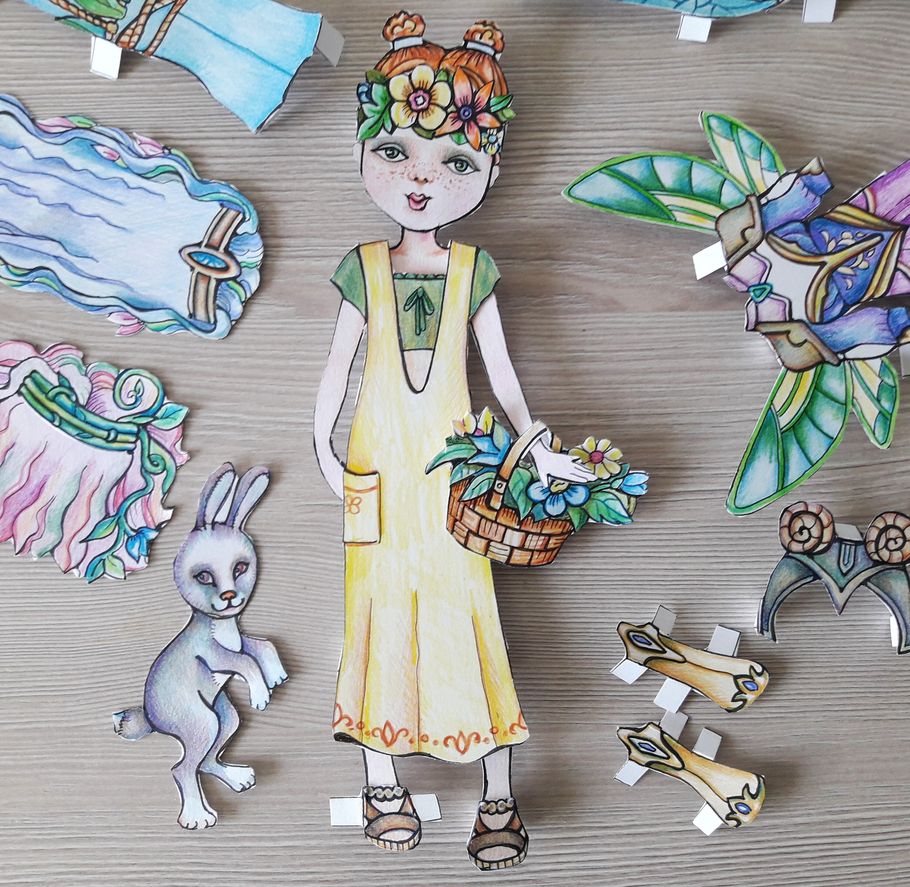 Digital Colorful Paper Doll PDF Fairy Paper Doll Paper Doll Printable ...