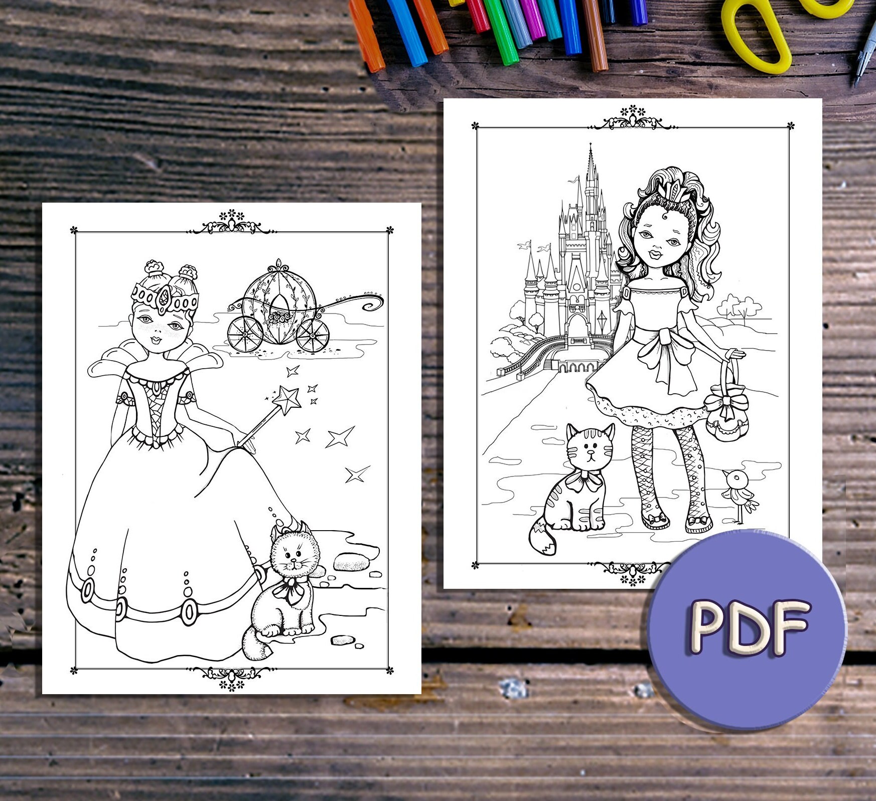 Princess Coloring Pages Pdf Printable Princess to Color Digital ...