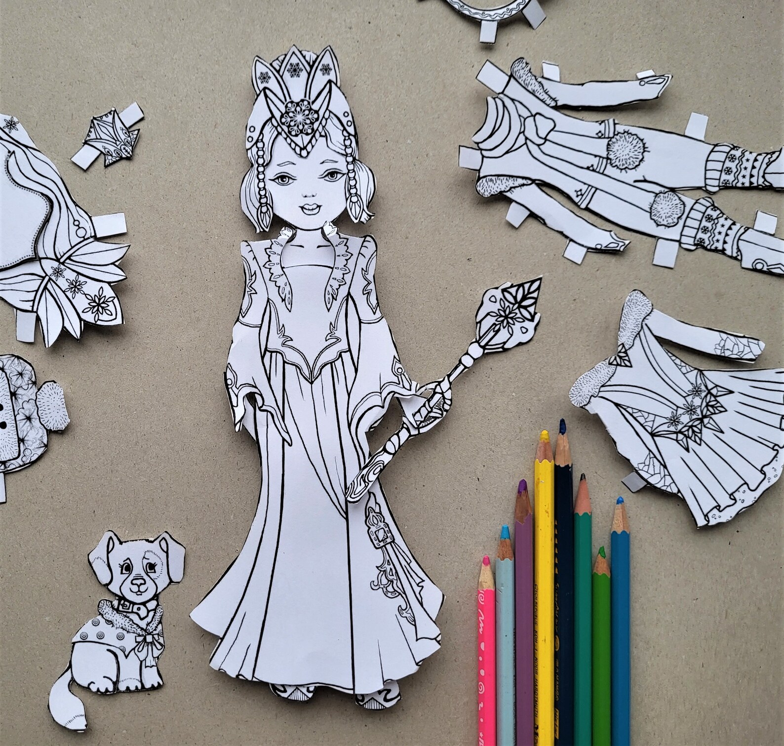 Digital Paper Doll Coloring Pages. Paper Doll Download. Ice Princess ...
