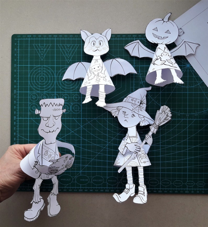 Halloween Paper Dolls Coloring Pages. Halloween Activities Printable ...