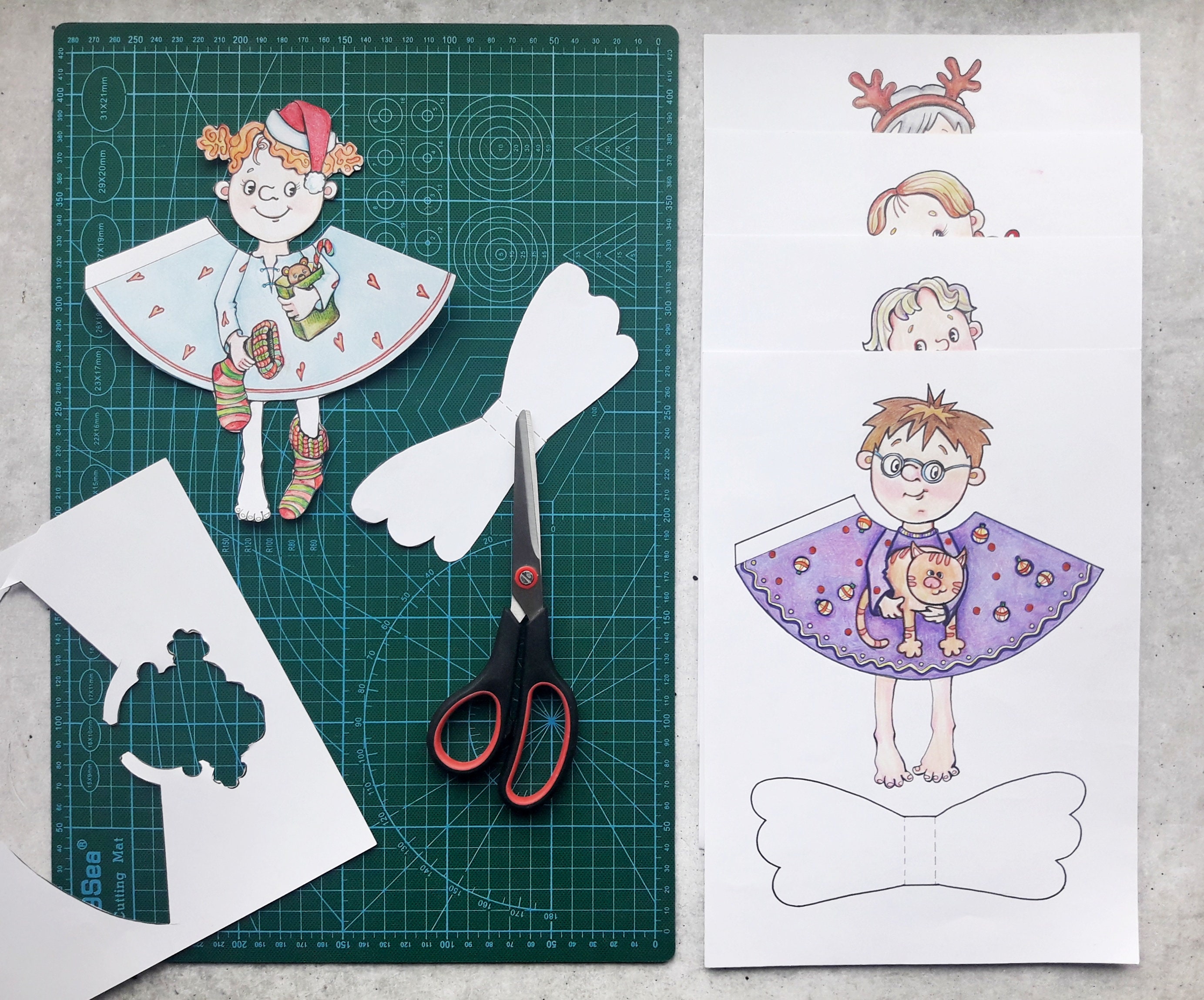 Cute Angel Figurine Set of 5 Printable Angels DIY Colorful Paper Angel ...