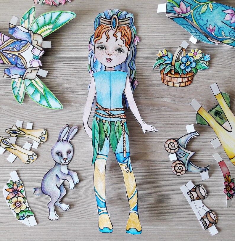 Digital Colorful Paper Doll PDF Fairy Paper Doll Paper Doll Printable ...