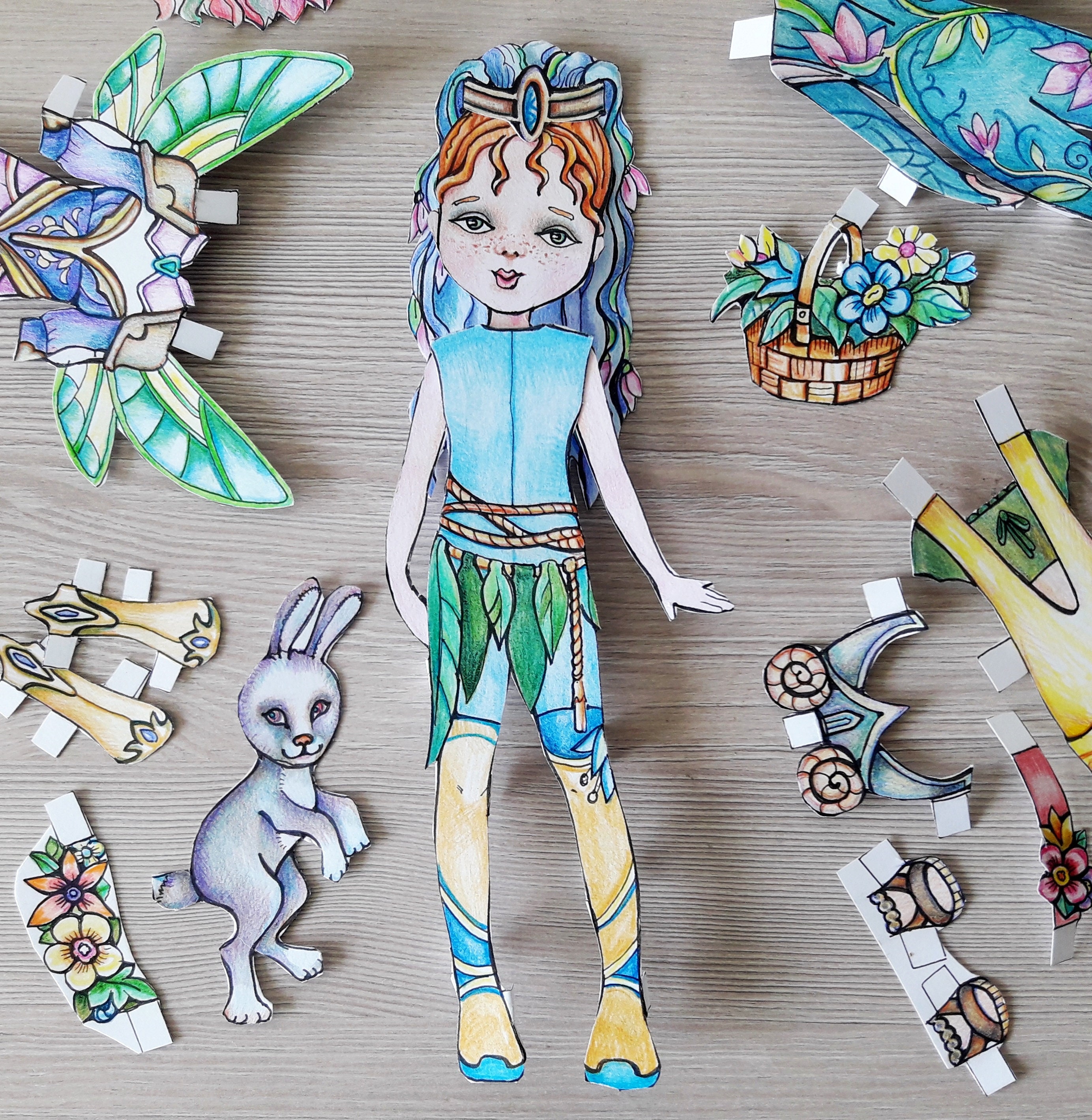 Digital Colorful Paper Doll PDF Fairy Paper Doll Paper Doll Printable ...