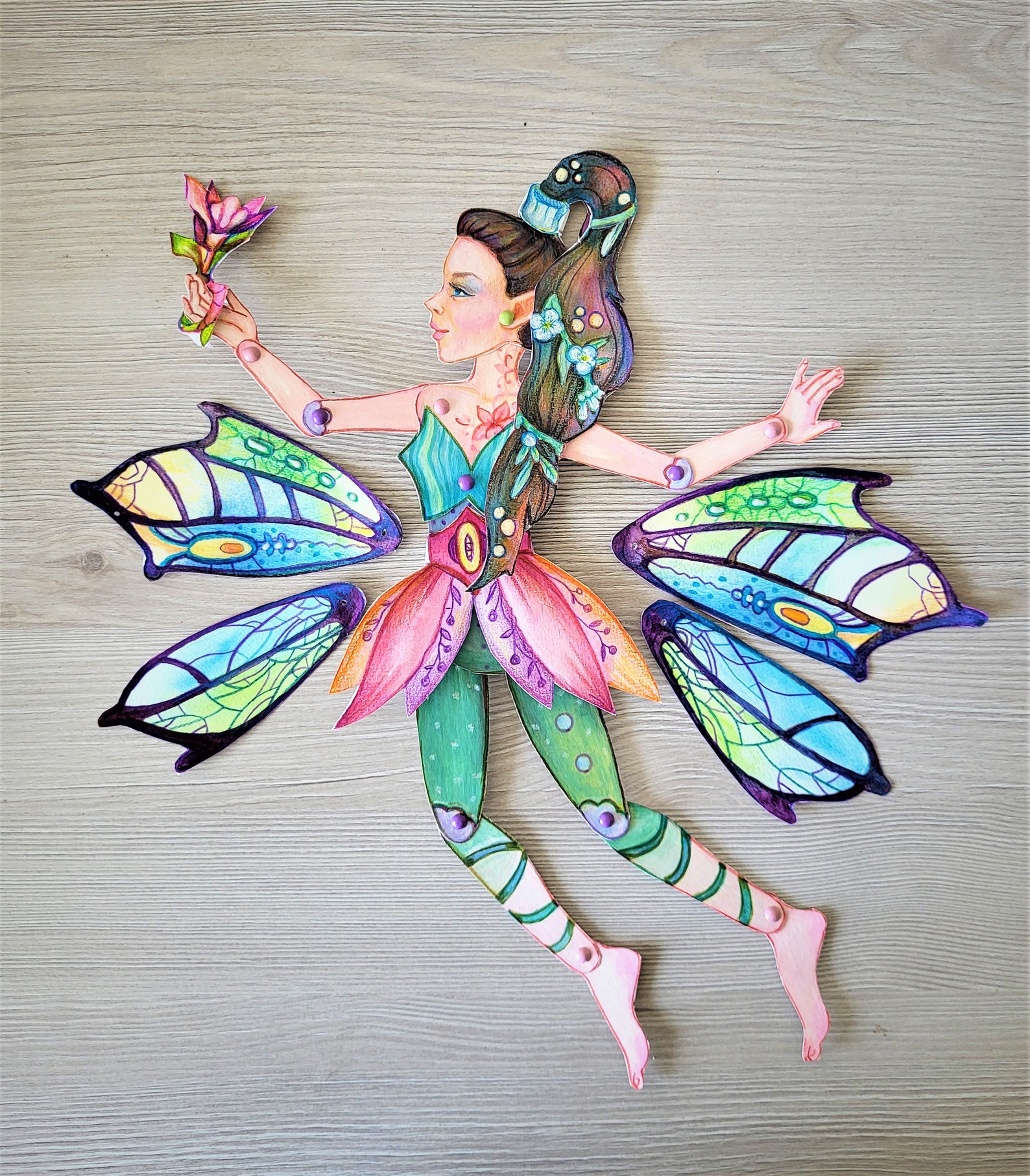 Printable Fairy Paper Doll. DIY Articulated Paper Doll With Doll Stand ...