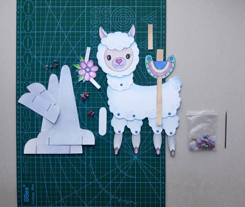 Baby Llama Printable. Articulated Paper Doll With Doll Stand. Digital ...