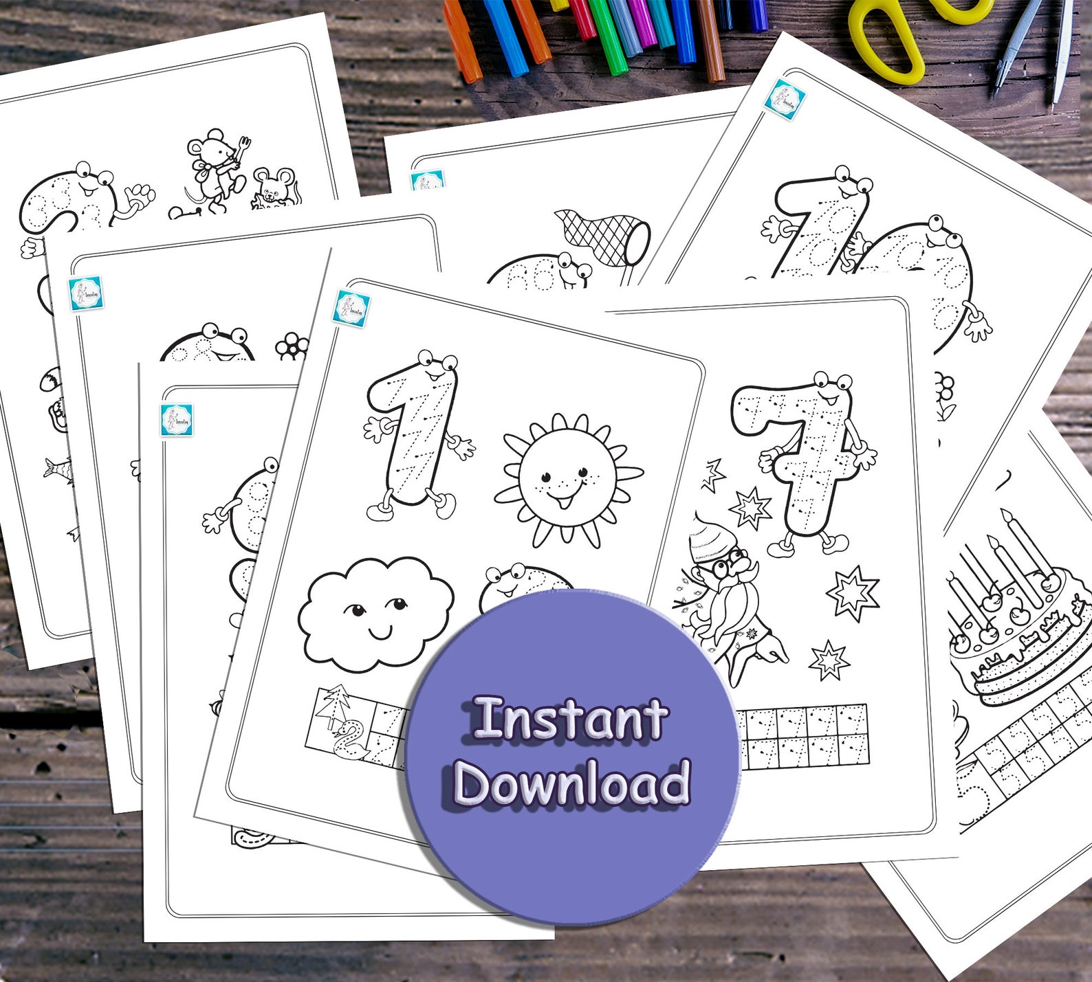 Number Tracing Coloring Pages (1 to 10). Learning Numbers. Preschool ...