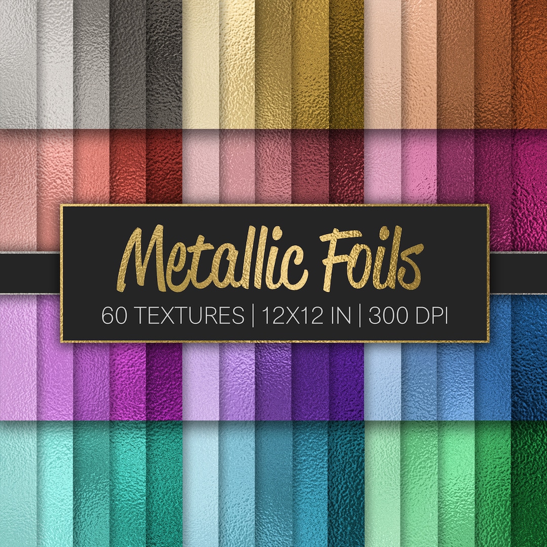 60 Colorful Metallic Foils | Digital Papers | Glitter, Sparkle, 12x12 ...