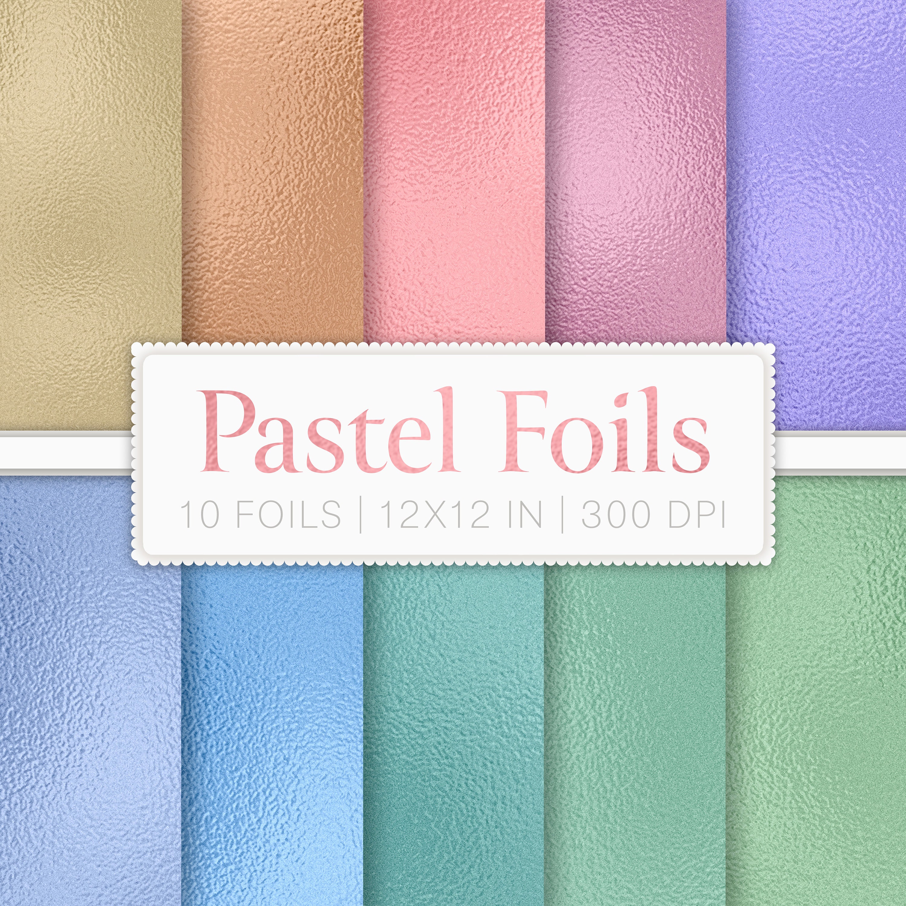 10 Pastel Colored Metallic Foils | Digital Papers | Textures ...