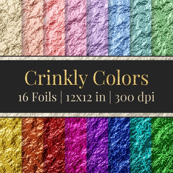 16 Crinkly Metallic Colored Foils Digital Papers Glitter | Etsy