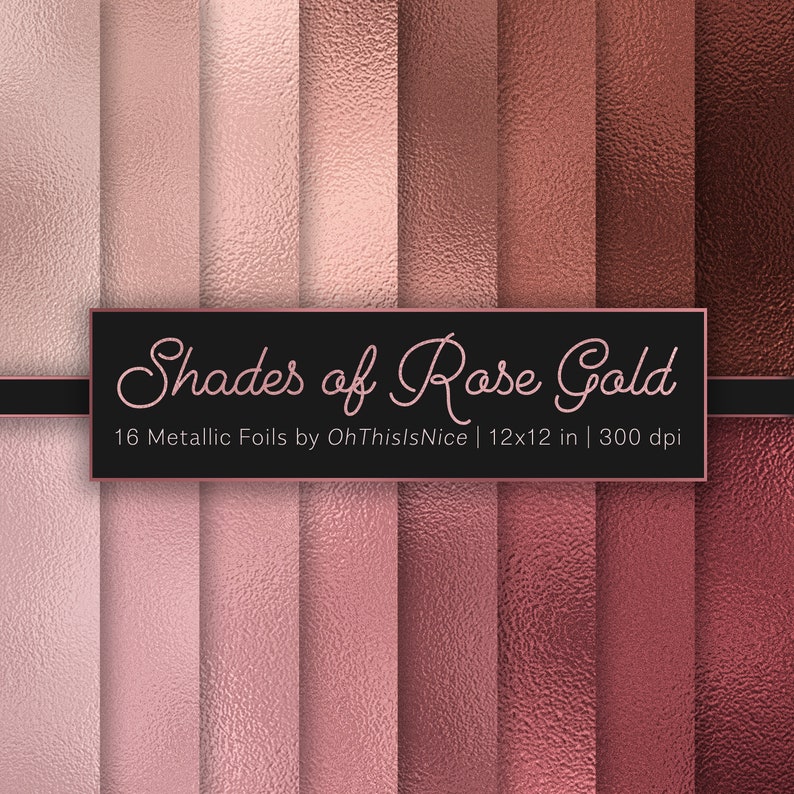 Shades of Rose Gold Metallic Foils | 16 Digital Papers | Textures ...