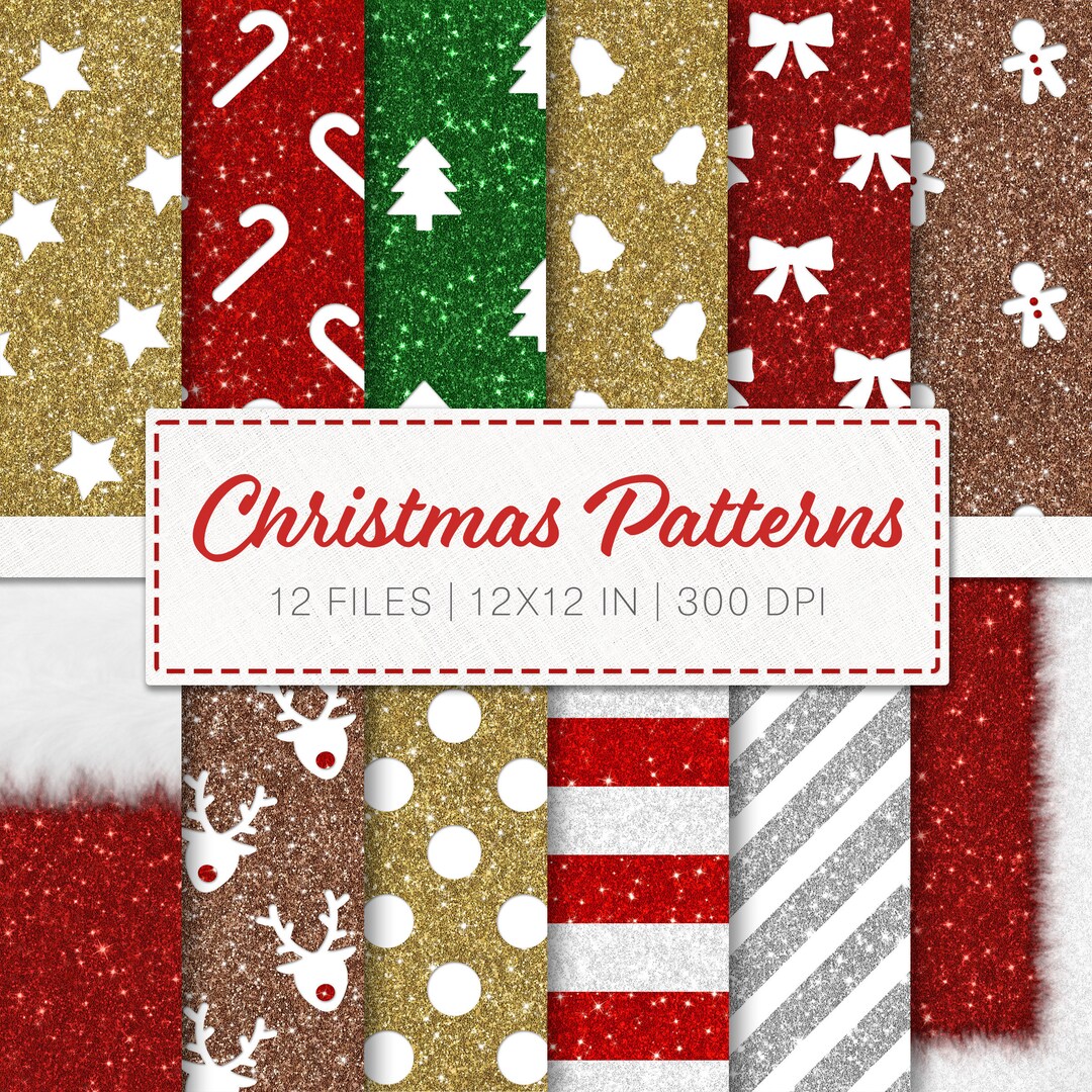 Playful Christmas Glitter Patterns | Digital Papers | Textures ...