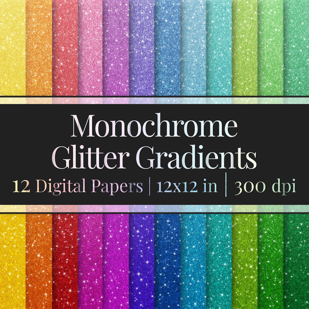 12 Monochrome Glitter Gradients | Ombre Textures | Digital Papers ...