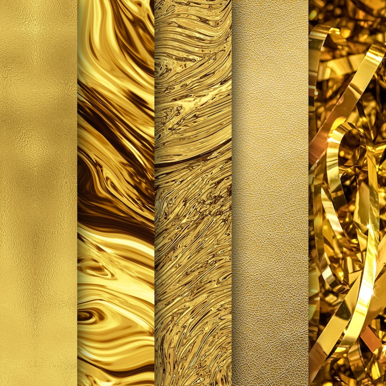 GOLD COLLECTION - 17 Metallic Textures, Foils, Digital Papers and More ...