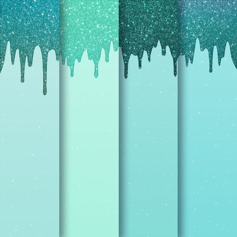 Teal Dripping Glitter Textures | Digital Papers | Ombre, Gradient ...