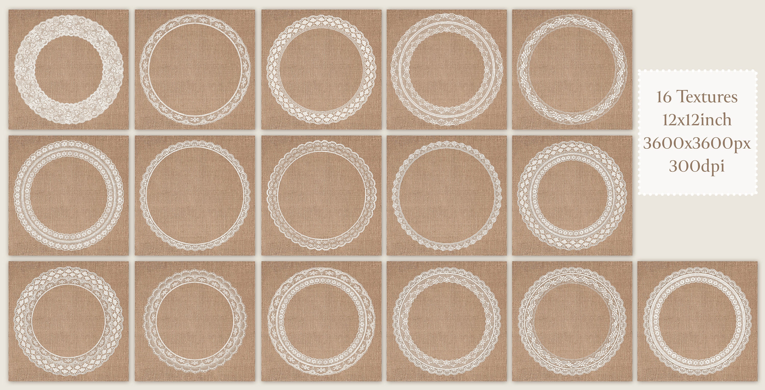 36 Off-white Lace on Burlap Textures Digital Papers Background, Vintage ...