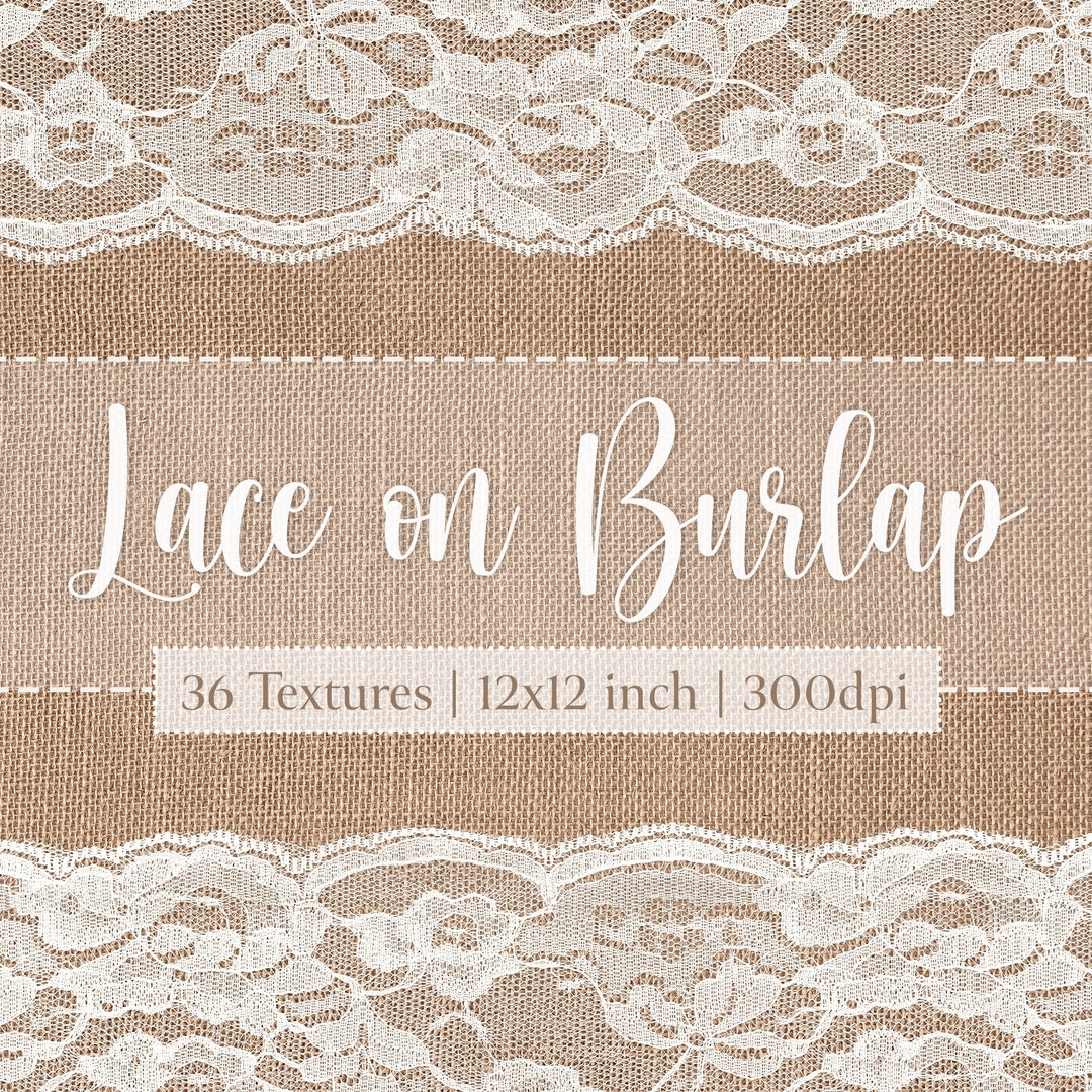 36 Off-white Lace on Burlap Textures | Digital Papers | Background ...