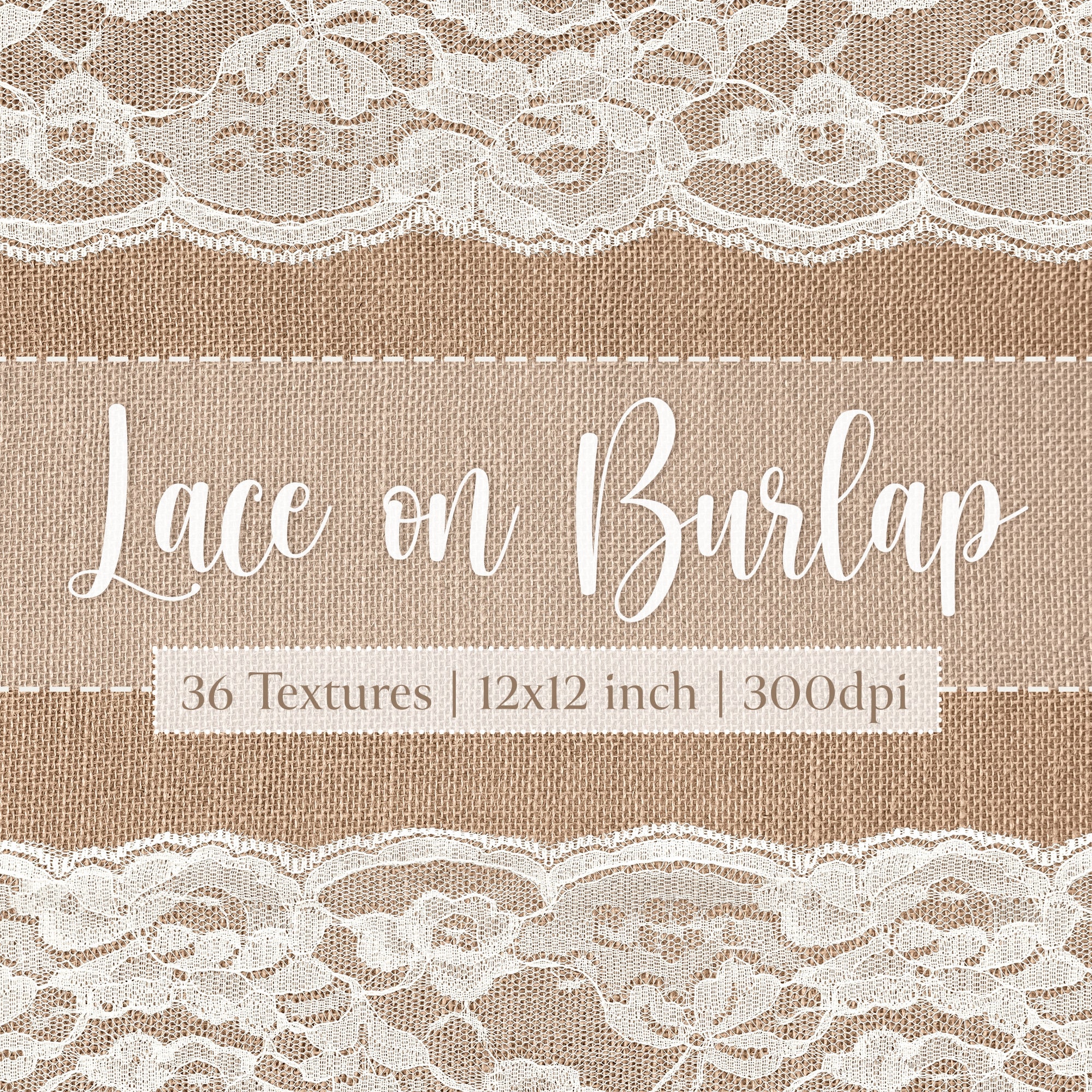 36 Off-white Lace on Burlap Textures | Digital Papers | Background ...
