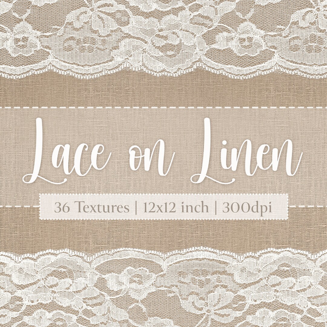 Delicate Off-white Lace on Brown Linen Texture | 36 Shabby Chic Digital ...