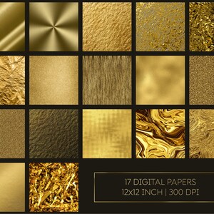 GOLD COLLECTION - 17 Metallic Textures, Foils, Digital Papers and More ...