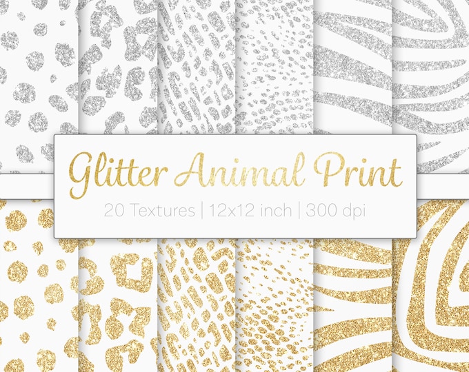 16 Seamless Glitter Animal Skin Prints Digital Papers 12" 300 Dpi ...
