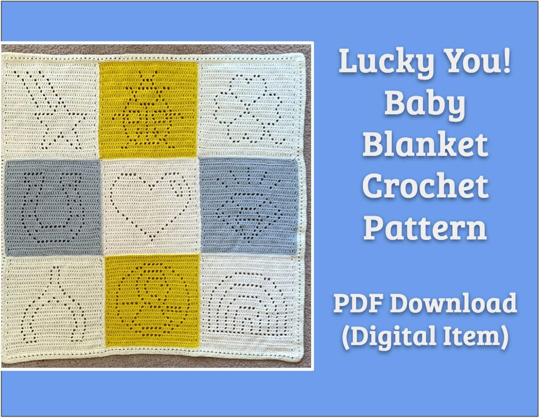 Crochet Pattern [PDF]: Filet Crochet Baby Blanket Visual Beginner Level ...