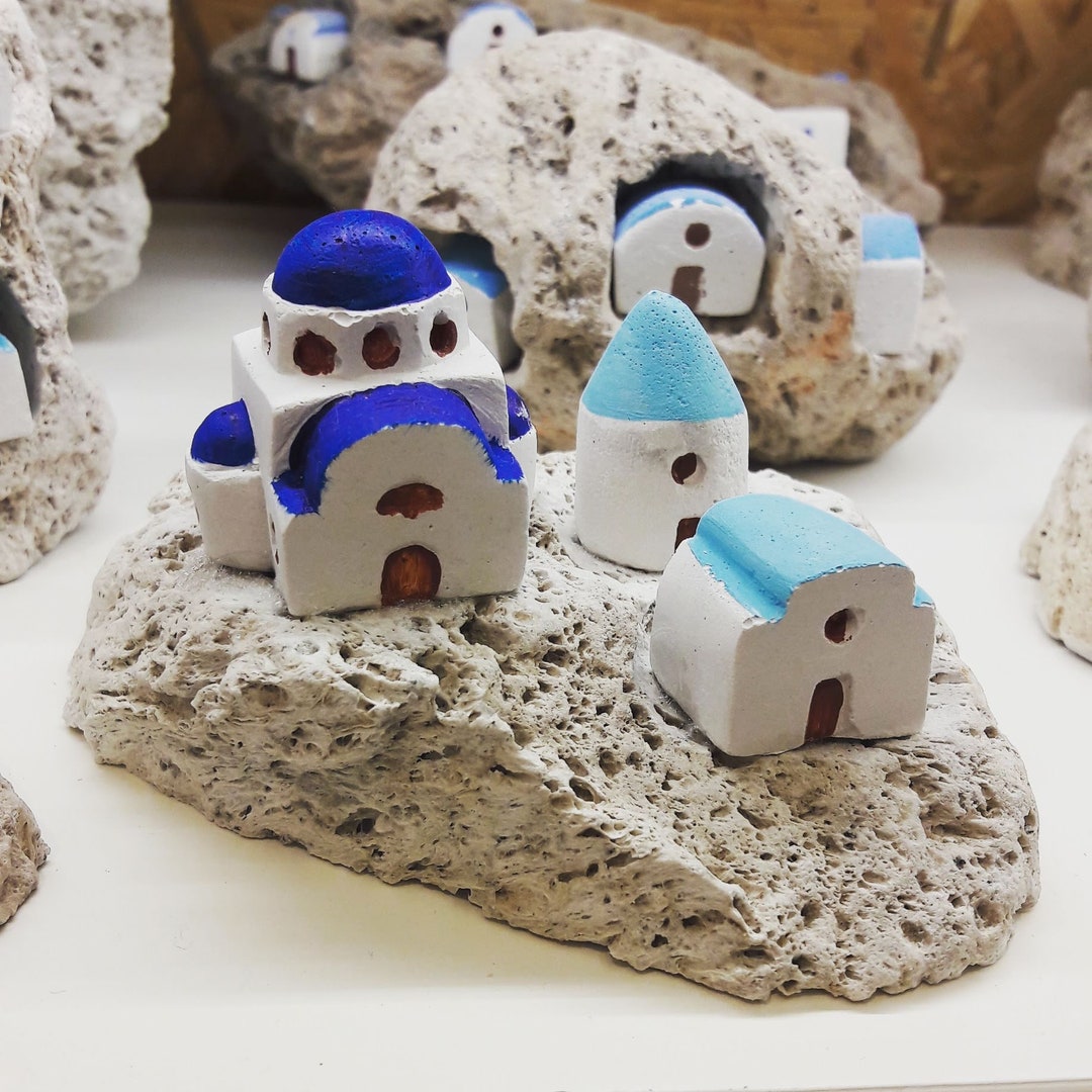 Large Santorini Pumice Sculpture – Hand-carved Blue Dome Church ...