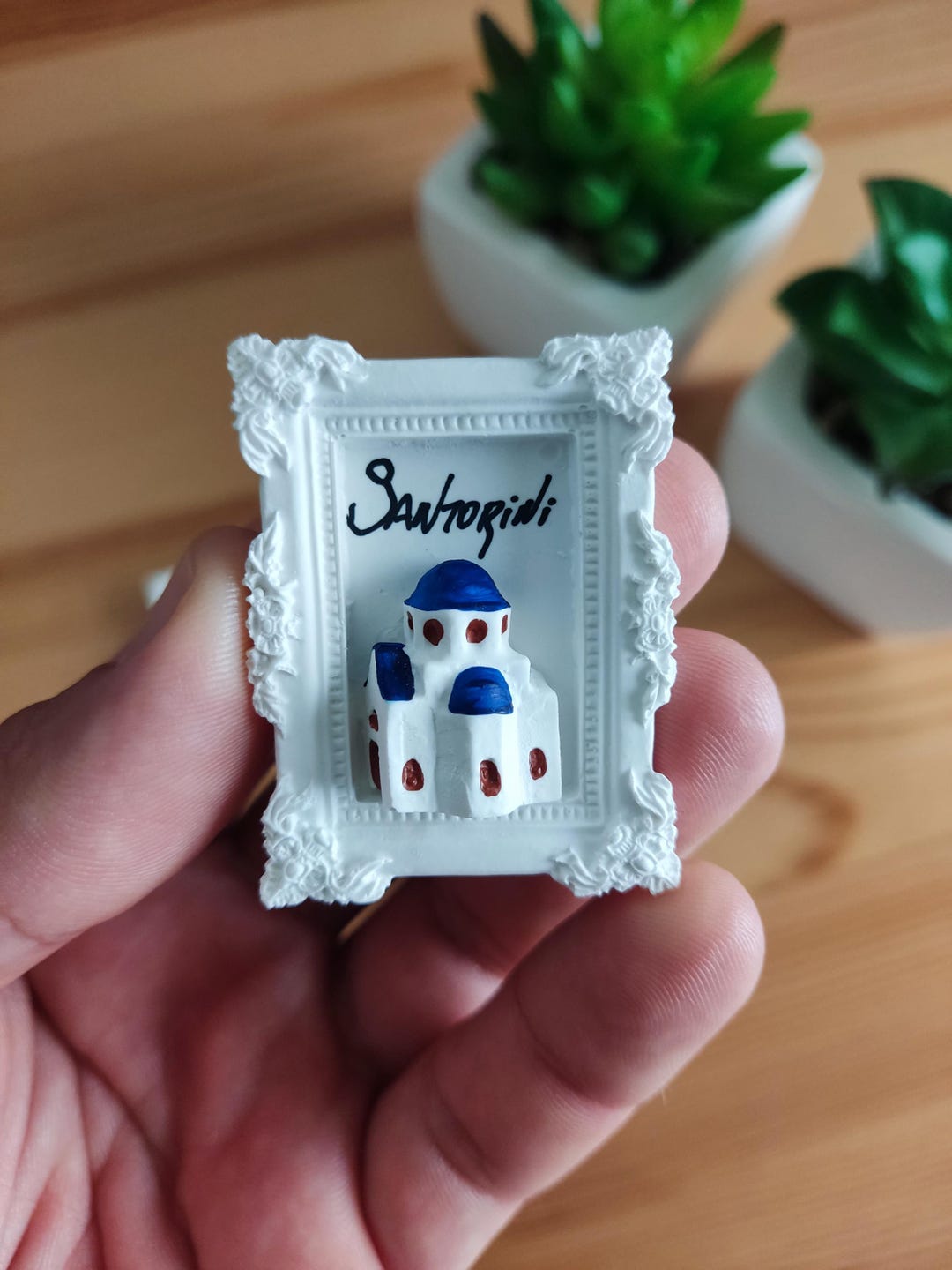 Santorini Porcelain Plaster Fridge Magnets - Set of 4 Blue Dome ...