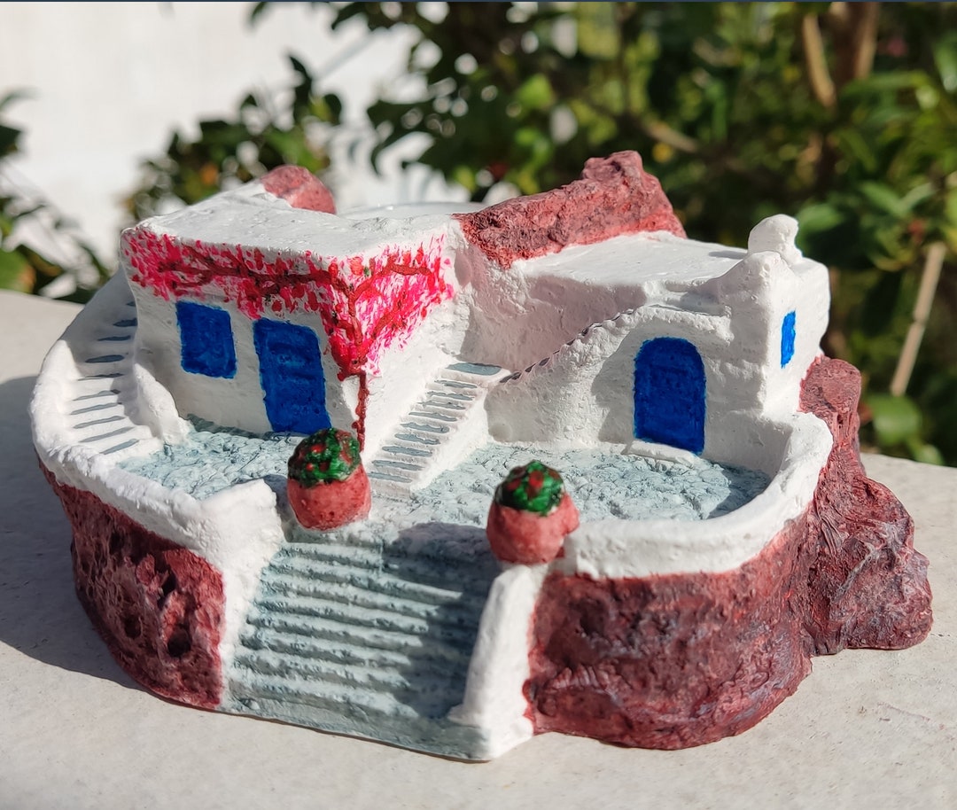 Santorini Porcelain Plaster Tea Light Holder – Hand-painted Cycladic ...