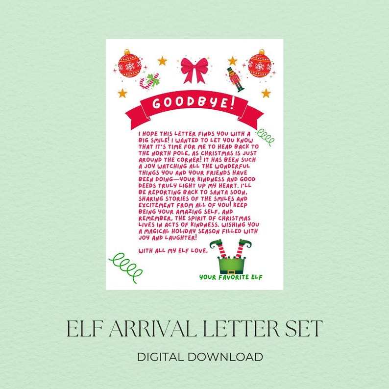 Printable DIY Elf Set, Arrival Farewell Letters Adoption Certificate ...