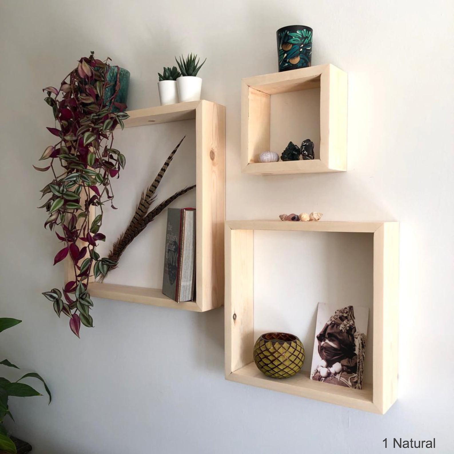 Set of 2 3 or 4 Square Floating Shelves. Floating Cubes Wall - Etsy