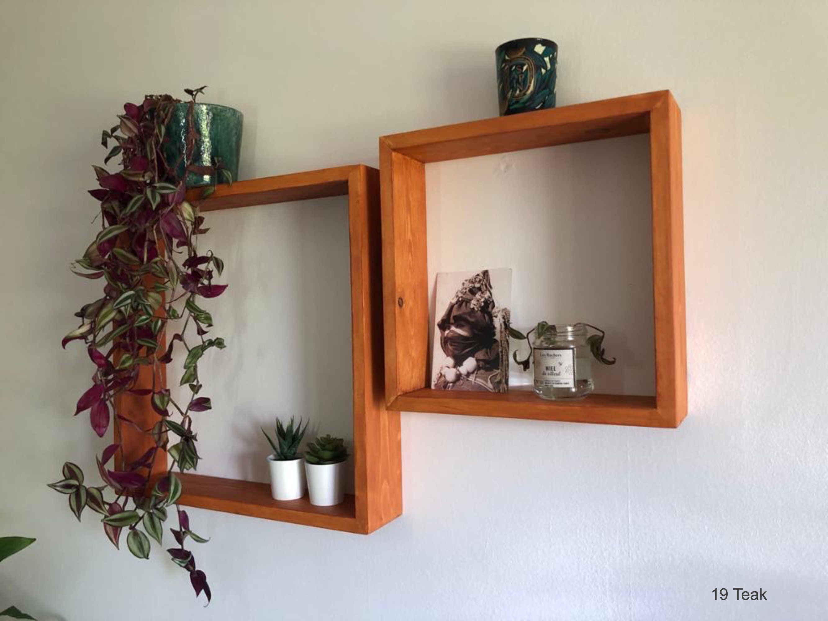 Square Floating Shelves Rustic Square Frame Solid Wood | Etsy