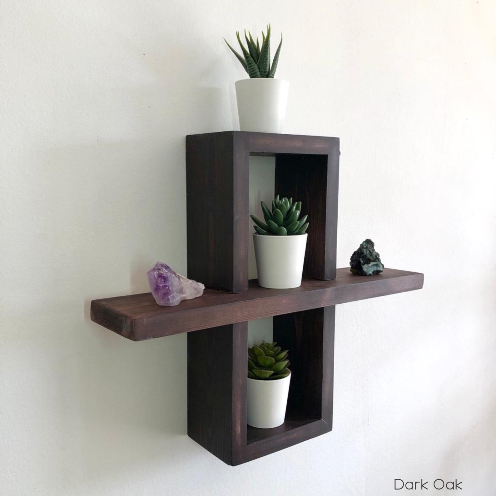 Rectangle Floating Shelf With Cross Shelves: Modern Wall Decor - Etsy