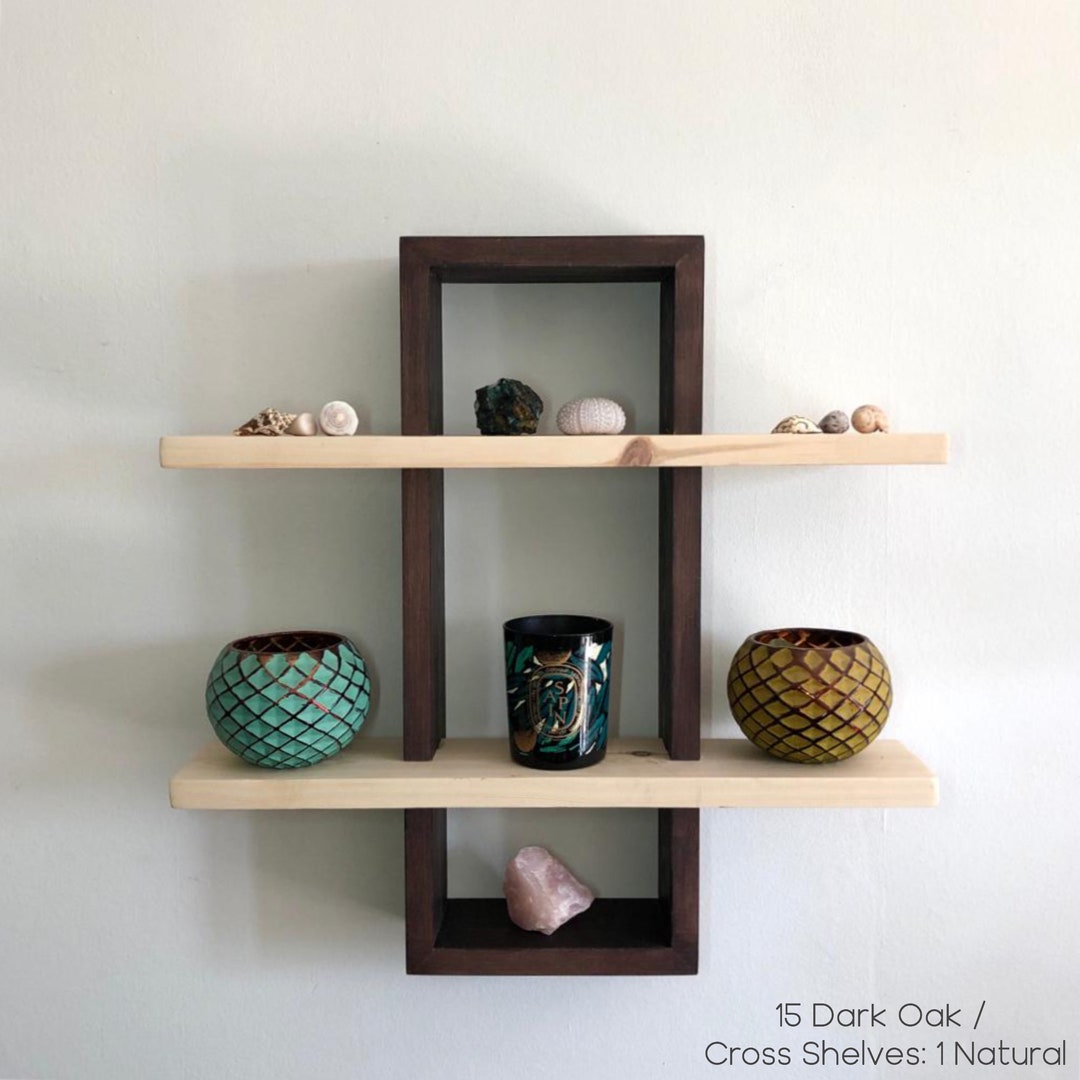 Rectangle Floating Shelf With Cross Shelves: Modern Wall Decor - Etsy