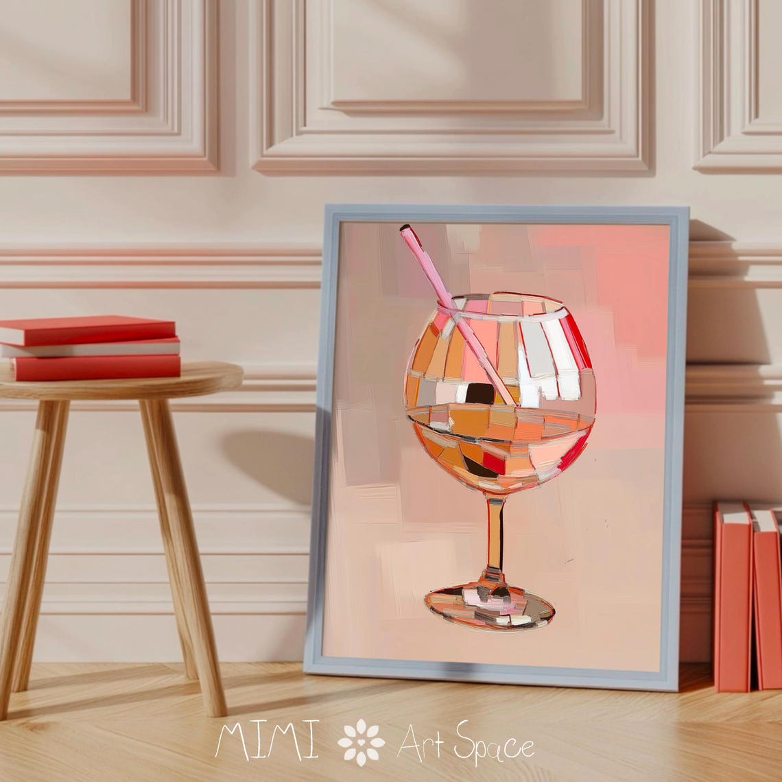 Printable Mirror Ball Glass Poster, Cocktail Glass Print, Abstract Art ...